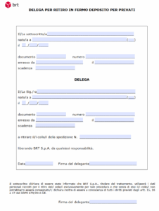 Delega Ritiro BRT - Modulo Word e PDF