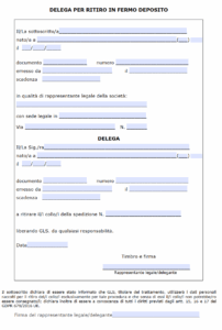 Delega Ritiro GLS - Modulo Word e PDF