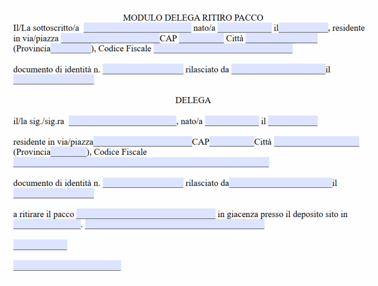 Delega Ritiro DHL – Modulo Word e PDF
